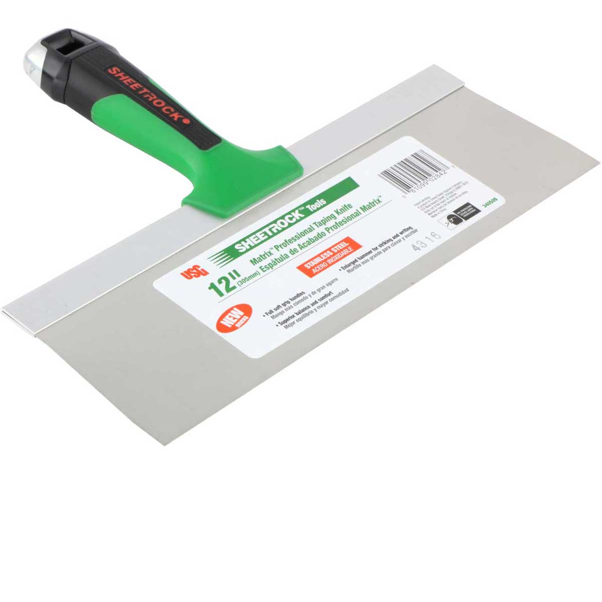 Sheetrock 12" Matrix Handle Stainless Steel Drywall Taping Knife 340509