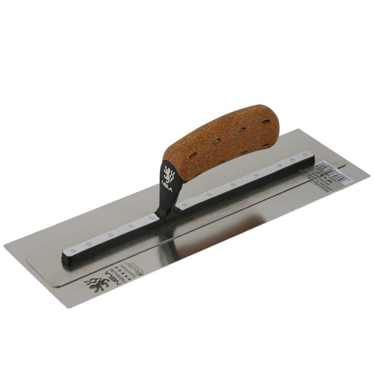 Nela 14" x 4.3" SuperFLEX BiKo Grip Cork Handle Stainless Finishing Trowel