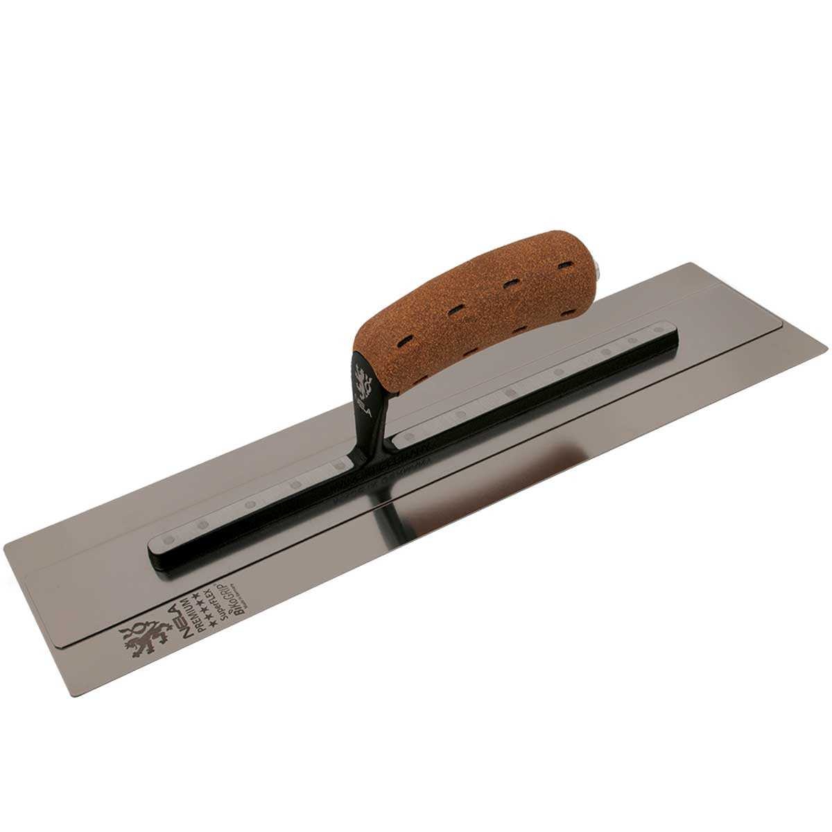 Nela 16" x 4.3" SuperFLEX BiKo Grip Cork Handle Stainless Finishing Trowel