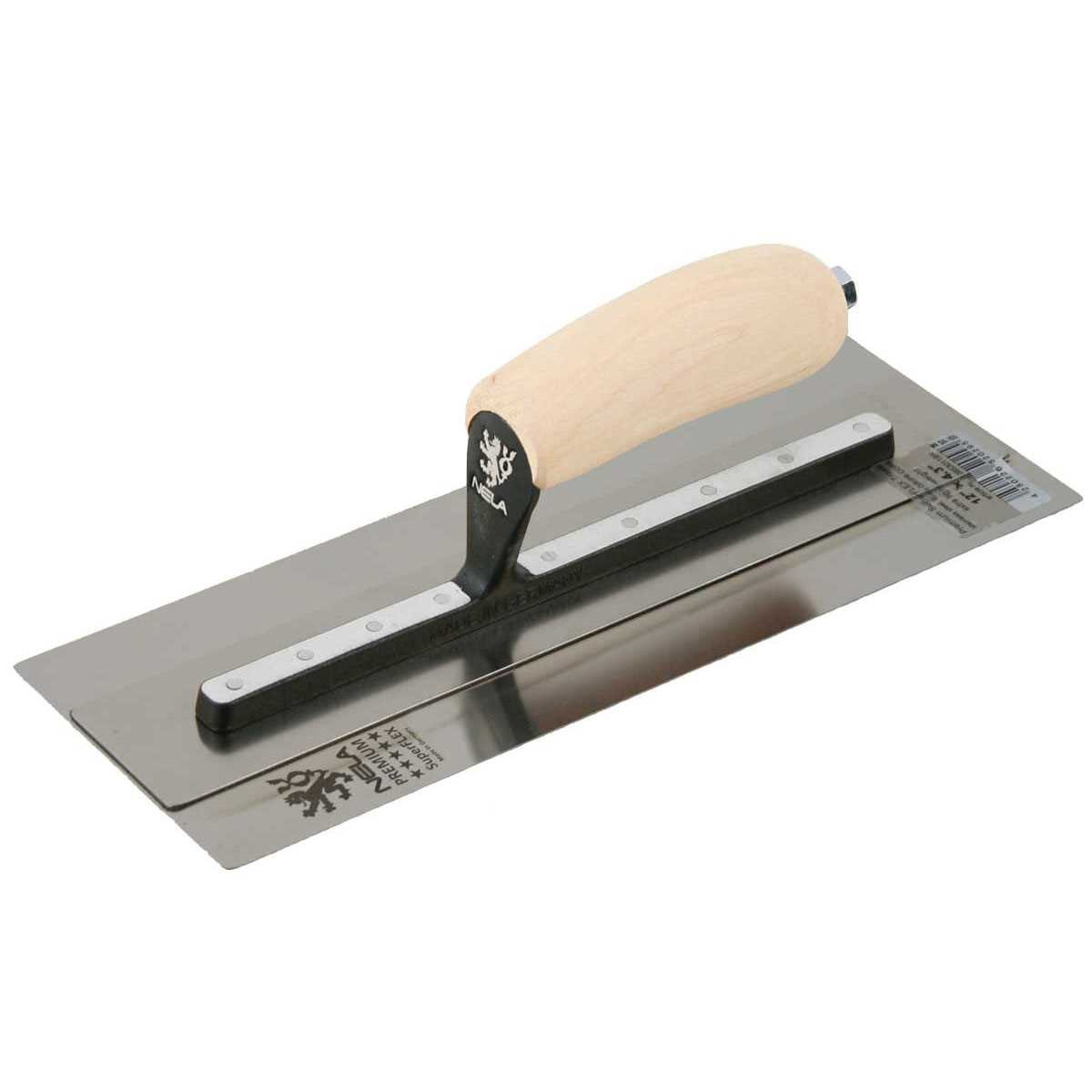 Nela 12" x 4.3" Superflex Wood Handle Stainless Steel Finishing Trowel