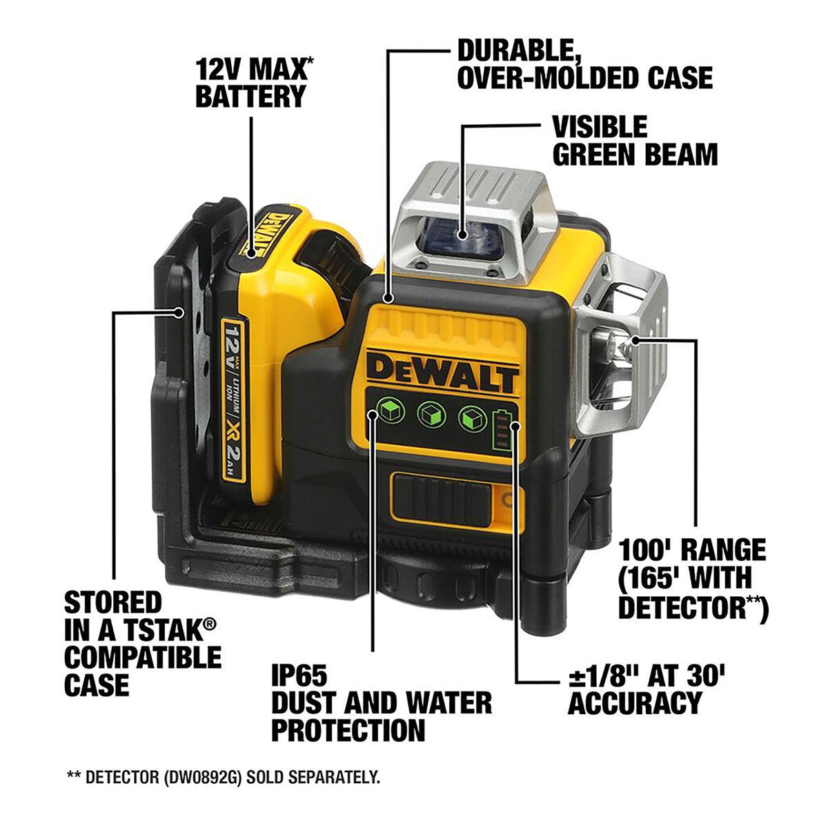 DeWalt 12V MAX 3 x 360 Green Line Laser DW089LG-QU