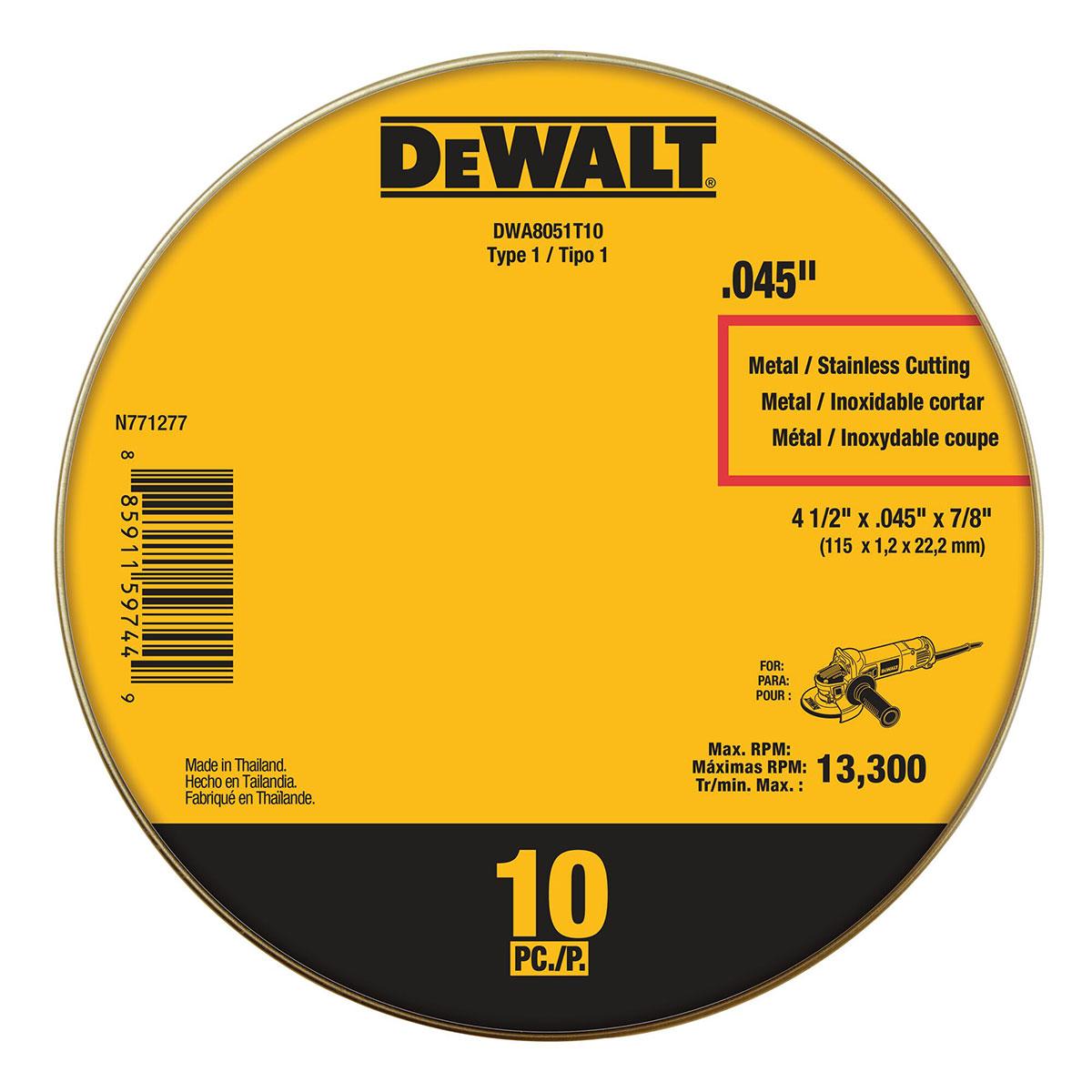 DeWalt Metal Cut-Off Wheel 10pk DWA8051T10 | All-Wall.com